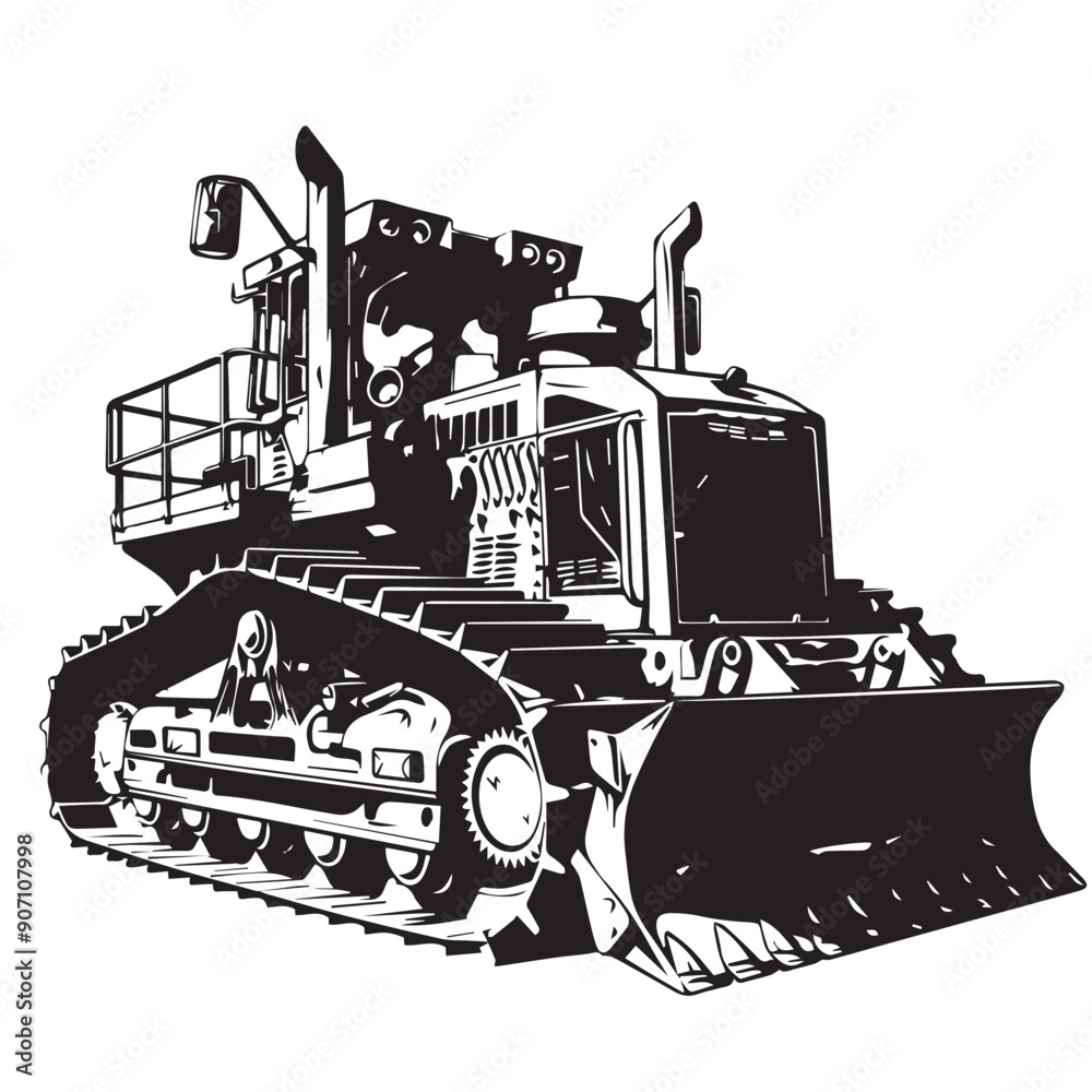 Bulldozer in cartoon, doodle style . Image for t-shirt, web, mobile ...