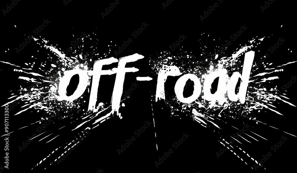 Grunge hand-drawn off-road lettering with tire tracks. Tire tracks ...