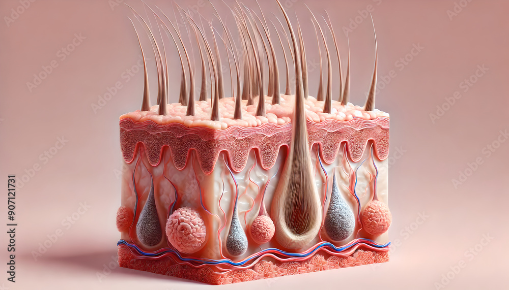 Comprehensive Diagram of Human Skin Anatomy: Layers, Hair Follicles ...