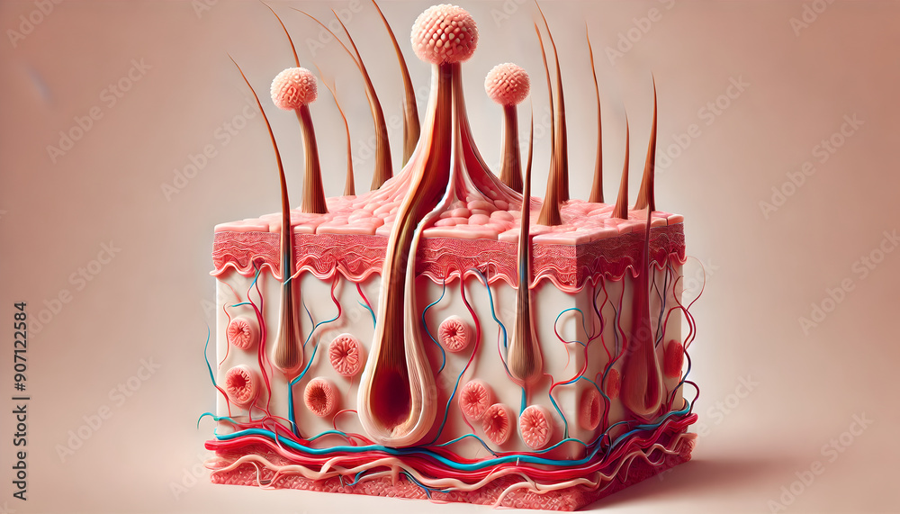 Comprehensive Diagram of Human Skin Anatomy: Layers, Hair Follicles ...