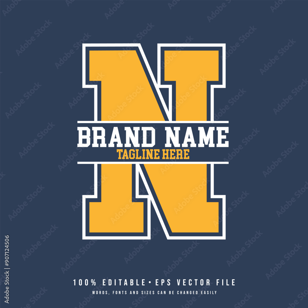 N letter brand name logo design vector. Editable letter N college t ...
