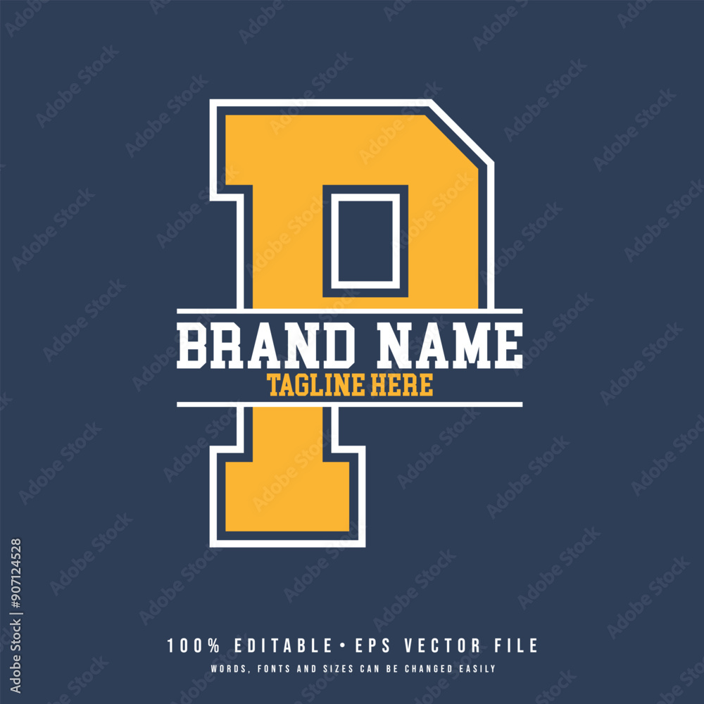 P letter brand name logo design vector. Editable letter P college t ...