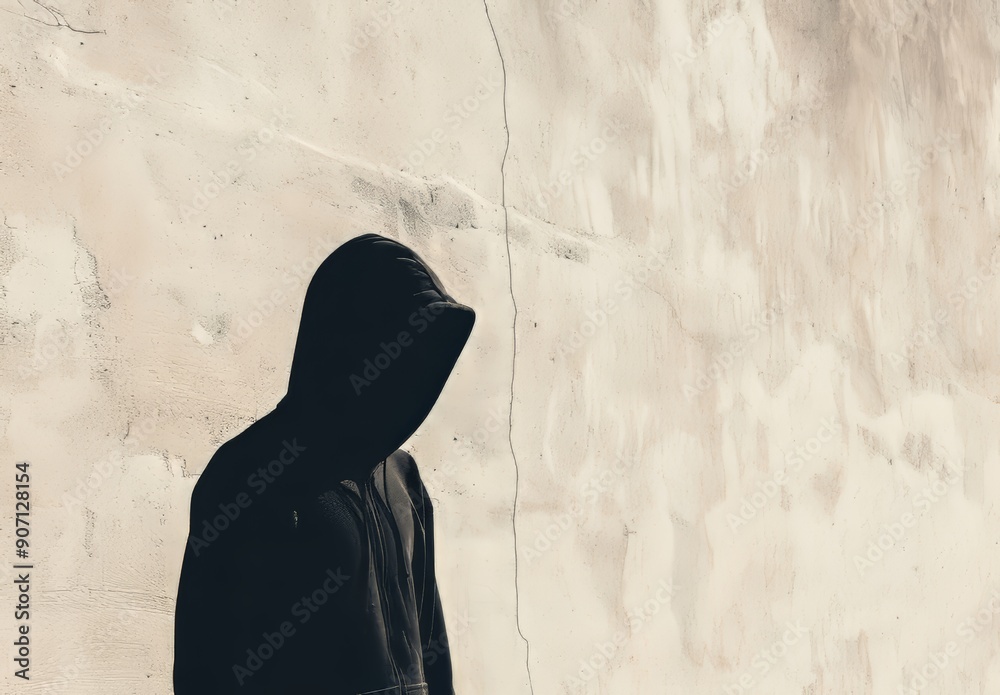 An image of a young teenage bully wearing a black hoodie with graffiti ...