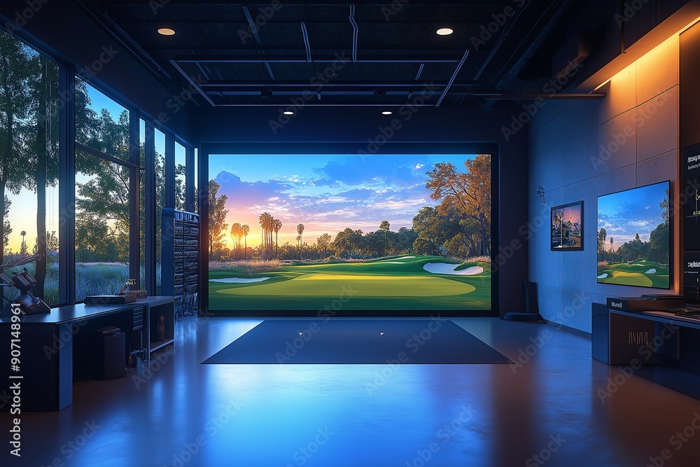 modern indoor golf simulator club interior design professional ...