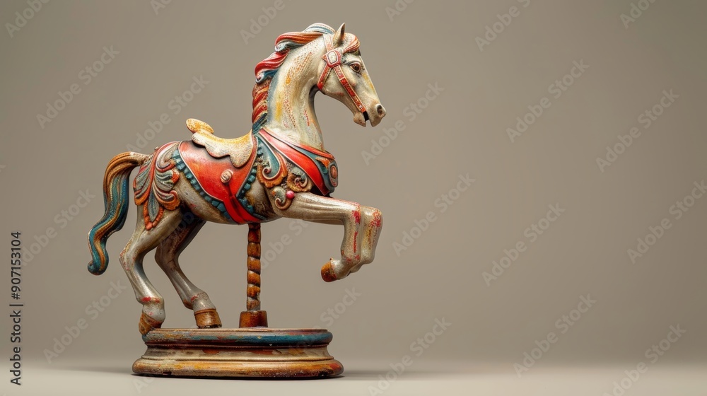 High-resolution wooden carousel horse, nostalgic and beautifully ...