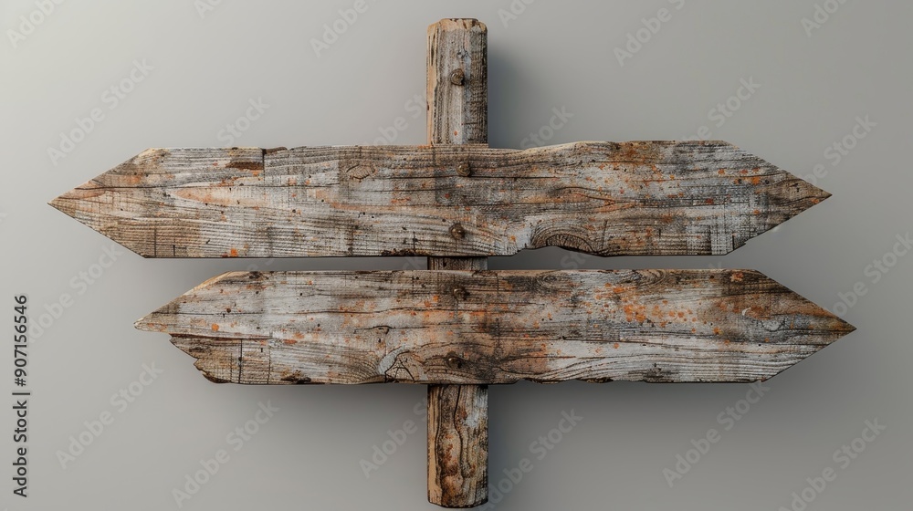 High-resolution rustic signpost with multiple directional arrows ...