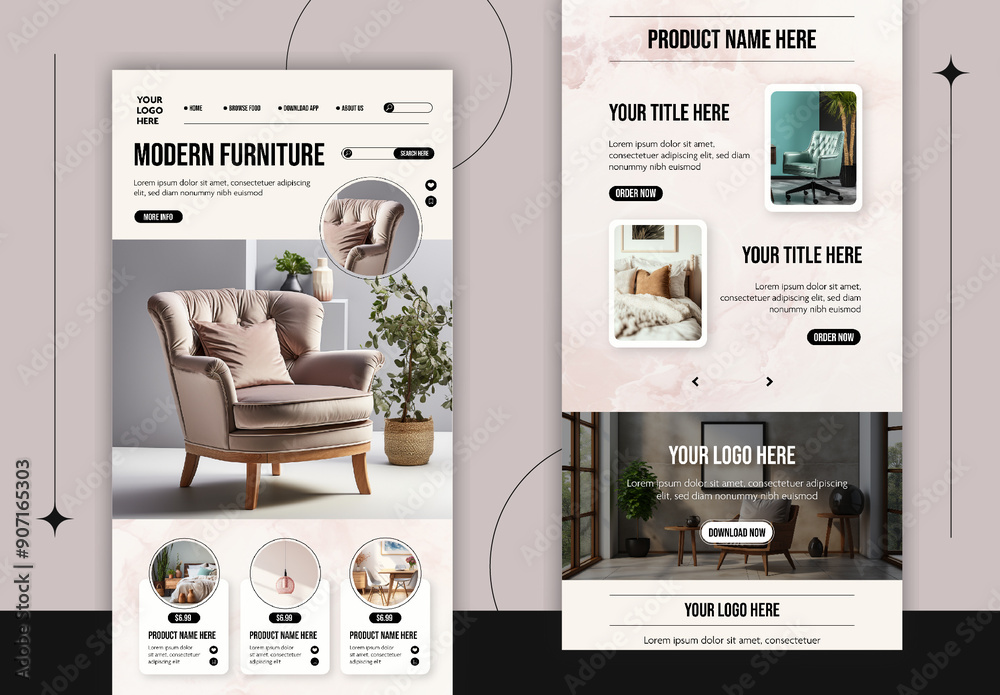 Beige and Black Home Decor User Interface Email News Latter Layout ...