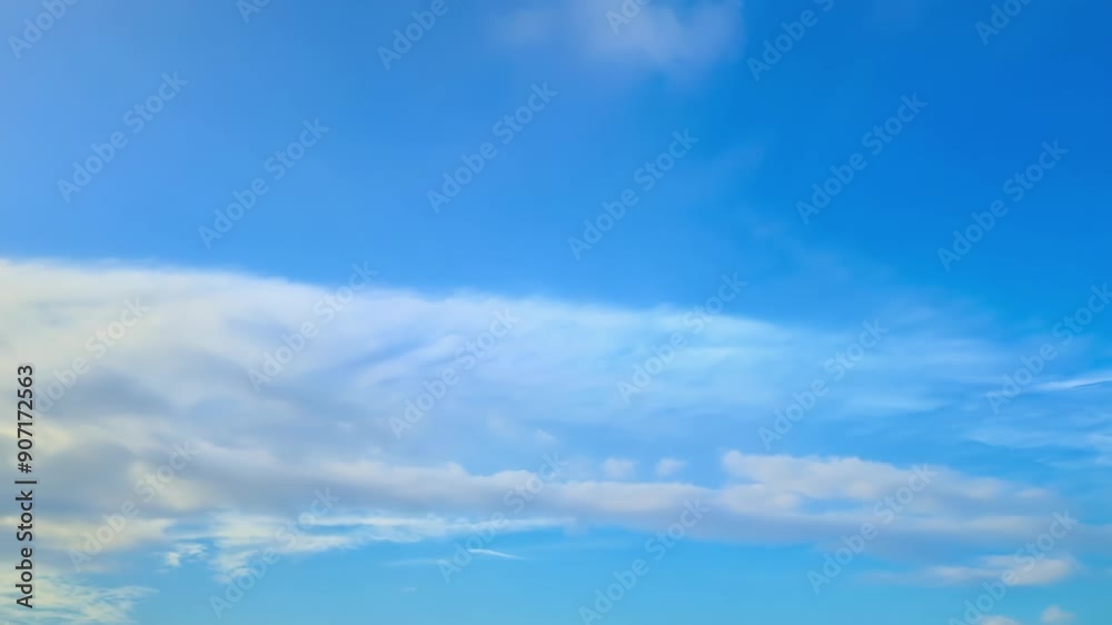 A breathtaking view of a vast blue sky with wispy clouds, casting a ...