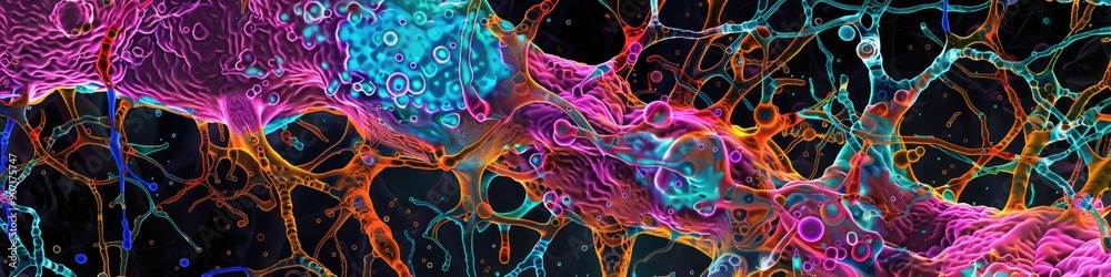 Transmission electron micrograph of neuron and glial cell components ...