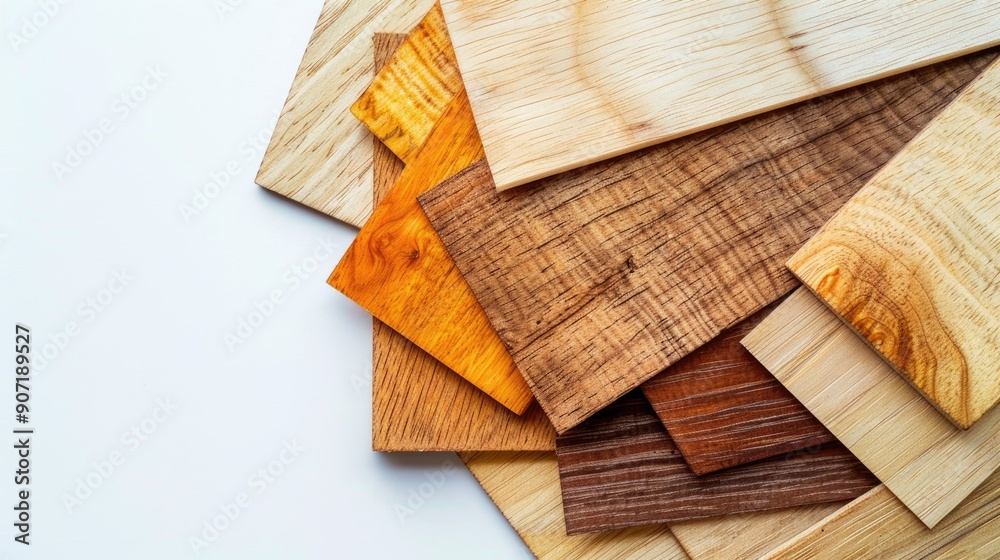 Veneer wood samples on a white background for interior design material ...