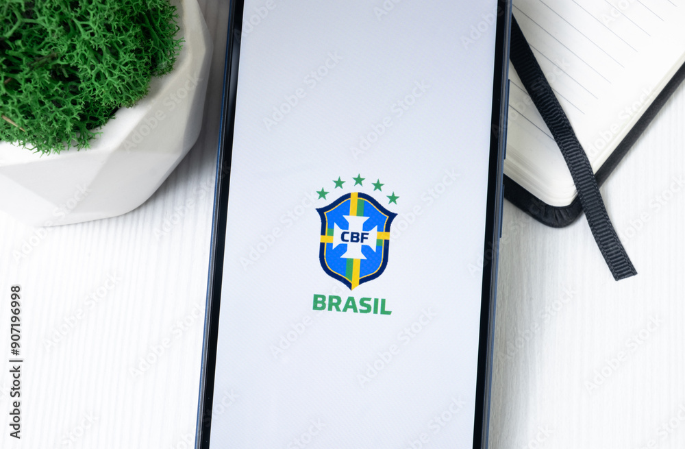 New York, USA - 1 August 2024: Brazil Football Confederation CBF Logo ...