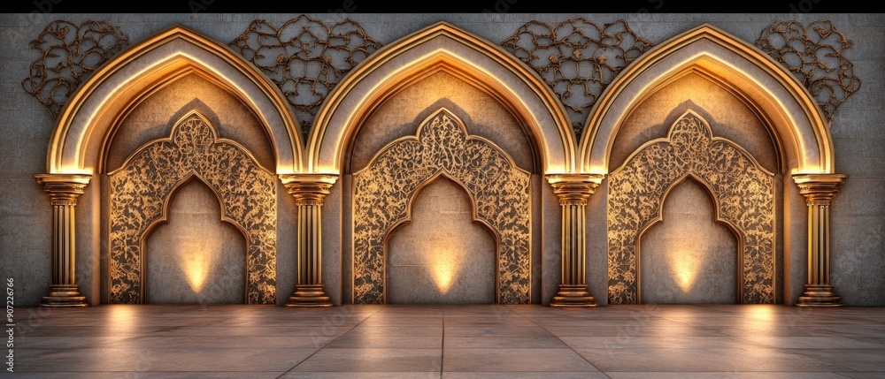 Mughal architecture Indo-Islamic wall backdrop Stock Illustration ...