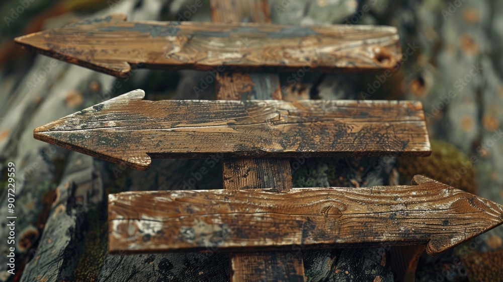 Two wooden signs pointing in different ways, could be used as a symbol ...