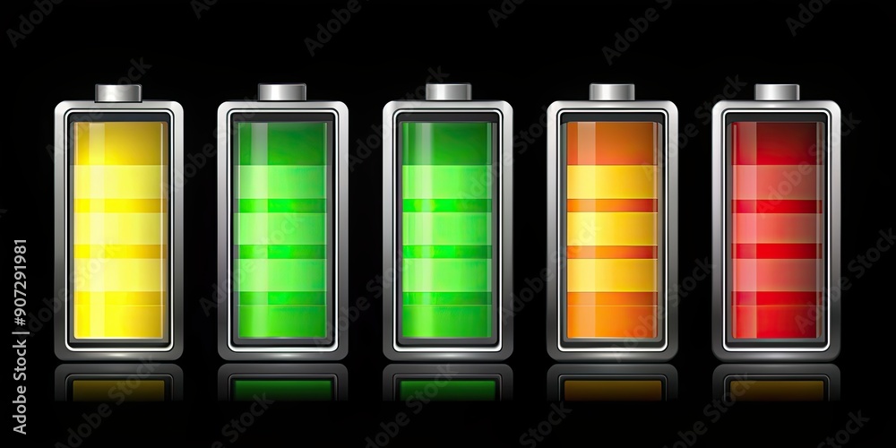 Battery level indicator icons set, battery, level, indicator, icon ... Battery level indicator icons set, battery, level, indicator, icon ...