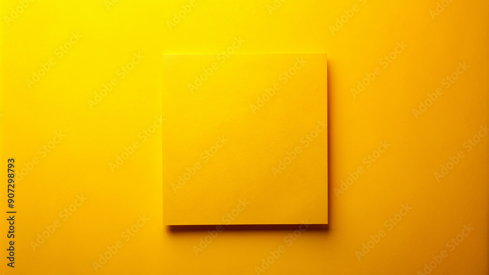 Bright yellow blank piece of paper on a solid yellow background ...