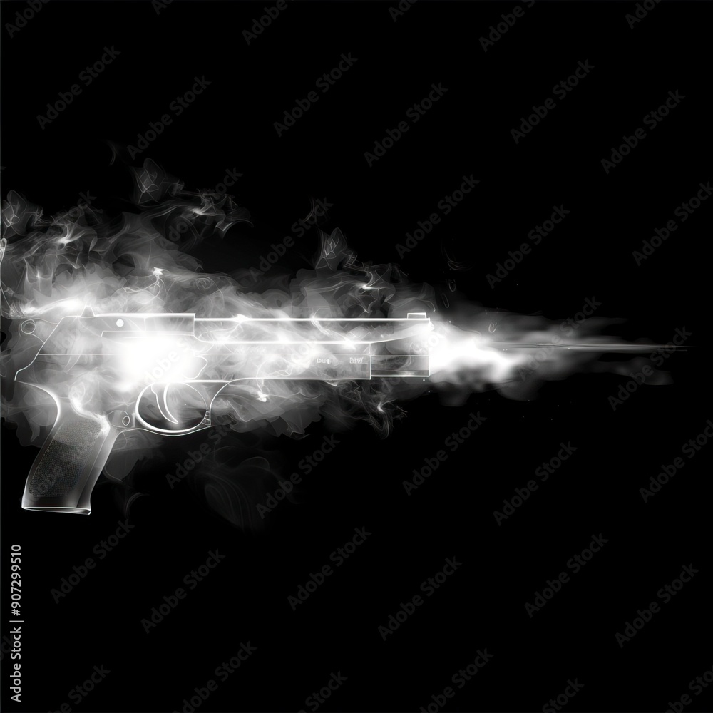 Gun flash. Realistic muzzle flash and shotgun fire and smoke special ...