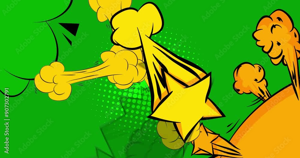 Green and Yellow cartoon background animation, comic book backdrop ...