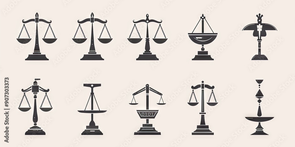 Weight Scale Icons: Various designs of scales, from classic to modern ...