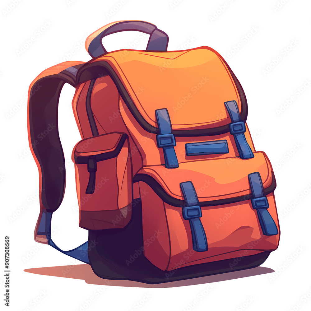 A high-quality illustration clipart of a versatile backpack, featuring ...