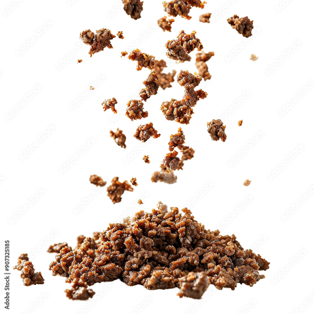 falling Fried ground beef grilled mince beef meat isolated on white ...