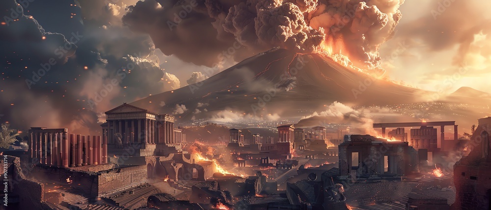Ancient Pompeii consumed by volcanic eruption, Mount Vesuvius spewing ...