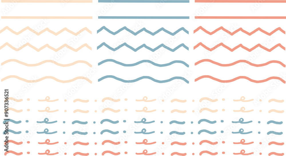 Stylish, cute, pastel-colored lines and underline material. Orange ...