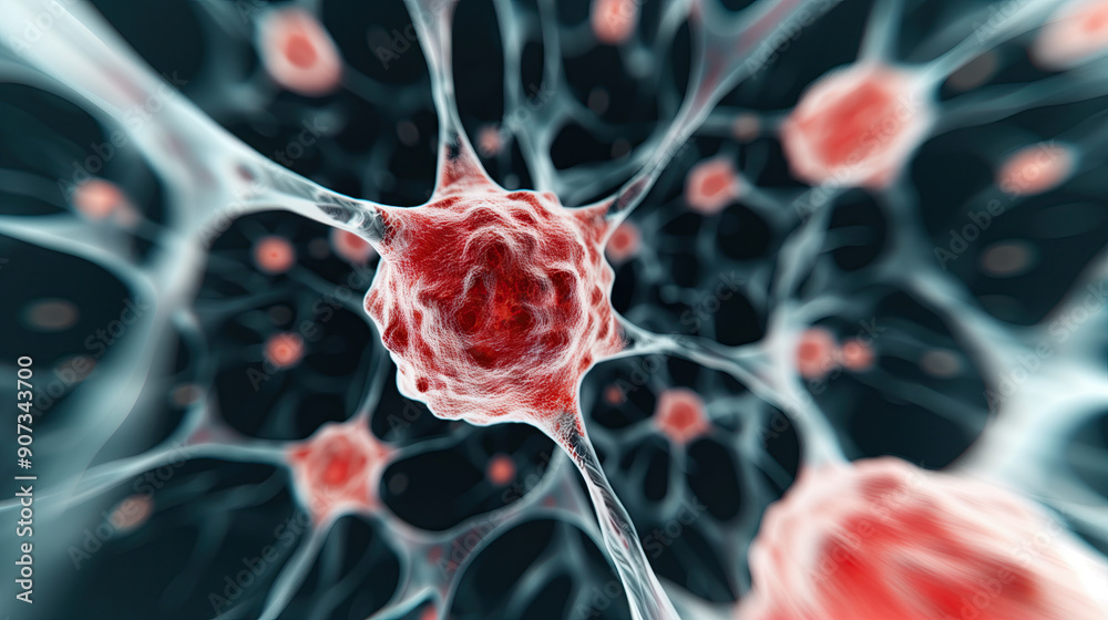 Exploring Intricate Structures of Neurons in a Red and Black Color ...