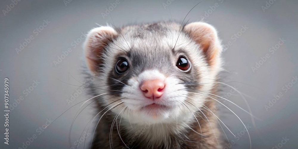 Adorable ferret with a pink nose and big eyes, ferret, cute, pink nose, big eyes, adorable ...