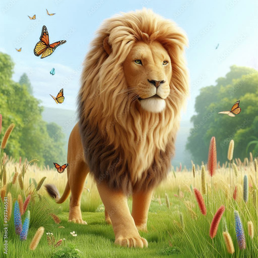 lion in a realistic ,Animal,nature,clipart,png format,3D rendering ...