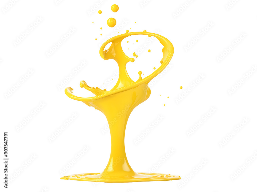 A vivid and dynamic splash of yellow liquid captured mid-motion against ...