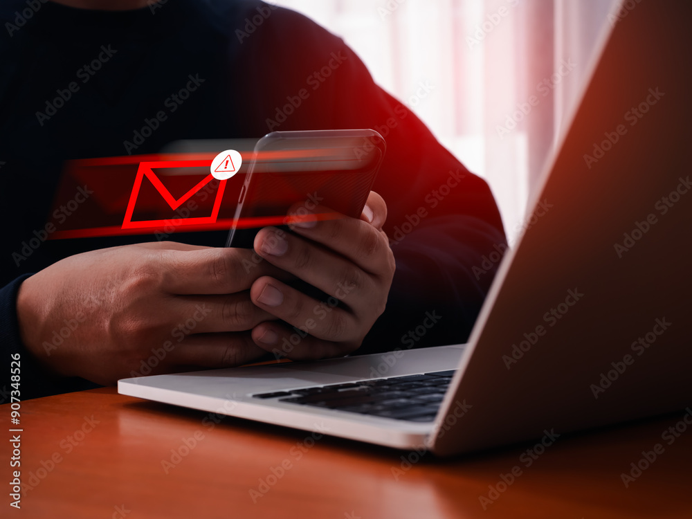 SMS spam and fake text message phishing from scammer concept. SMS ...