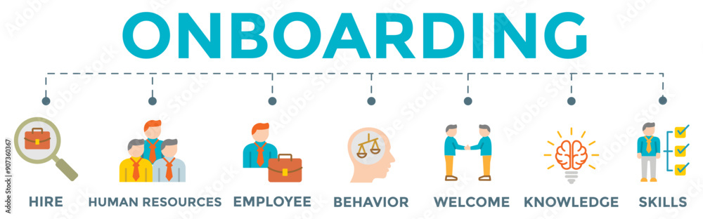 Onboarding banner web illustration concept for human resources industry ...