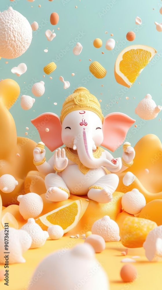 Cute cartoon illustration of Ganesha, the Hindu god of wisdom and ...