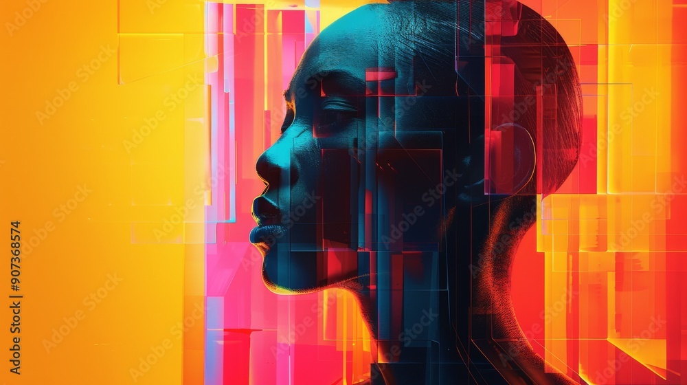 stylized, geometric depiction of a human figure constructed from ...