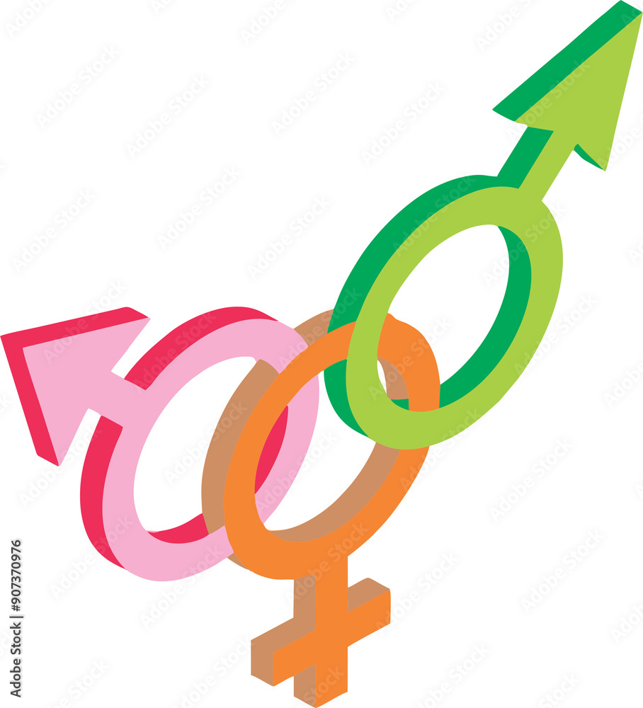 Transgender symbol in 3d on transparent background. Third gender and ...