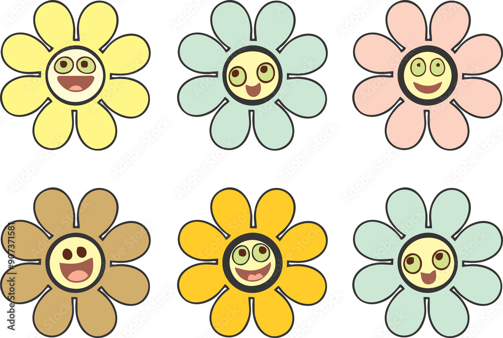 Flower and Emoticons symbols. on transparent background. Mood Changing ...