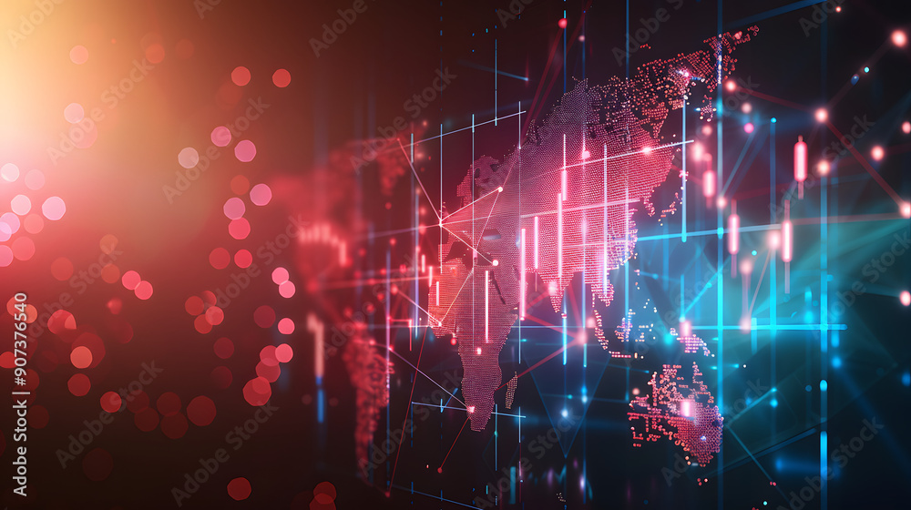 A digital representation of global financial data and market trends ...