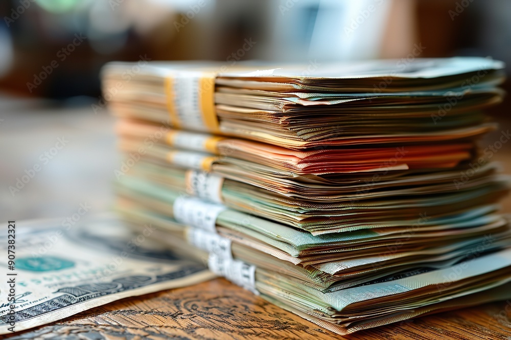 "A Stack of Bills and Invoices with a Payment Schedule, Representing ...