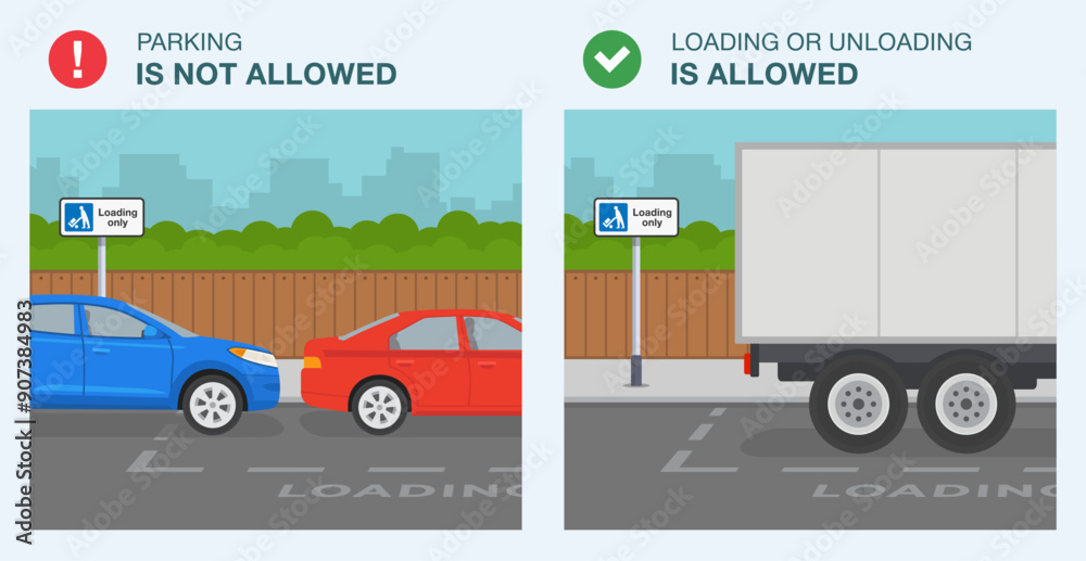 Safe driving tips and traffic regulation rules. Legal and illegal ...