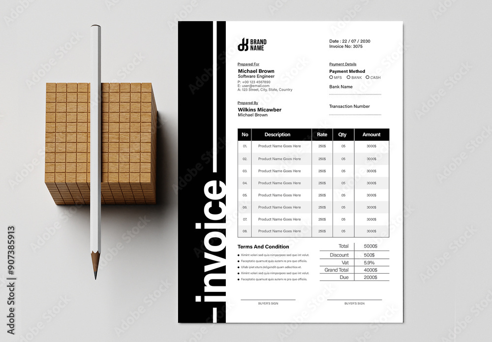 Minimal Invoice Stock Template | Adobe Stock