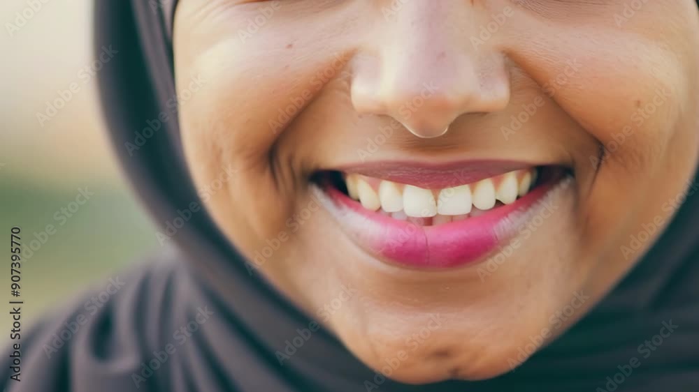 Smiling pretty muslim woman wear black hijab. Middle eastern girl ...