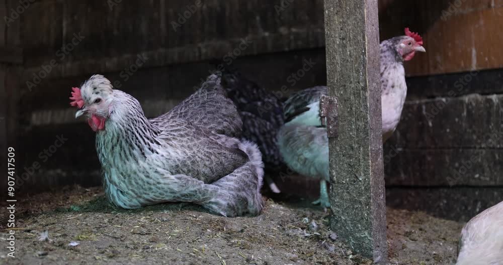 This video shows a serene moment in a rustic chicken coop, with lively ...