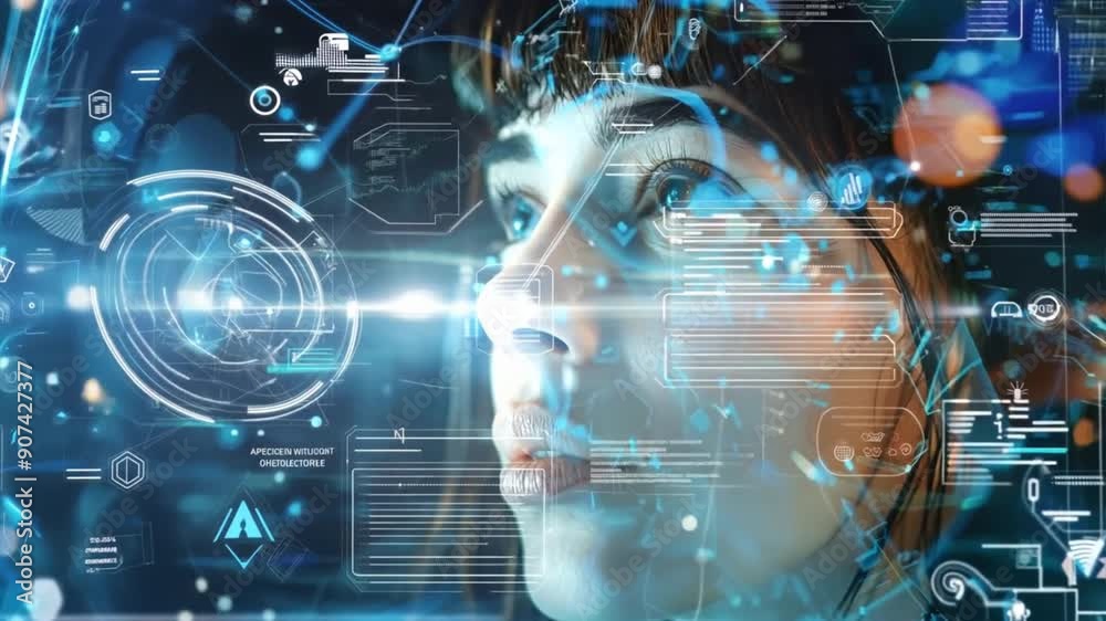 With a blend of curiosity and determination, a woman navigates an AI ...