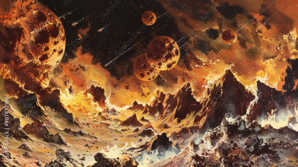 Astrogeology: Illustration of planetary geology, with features like ...