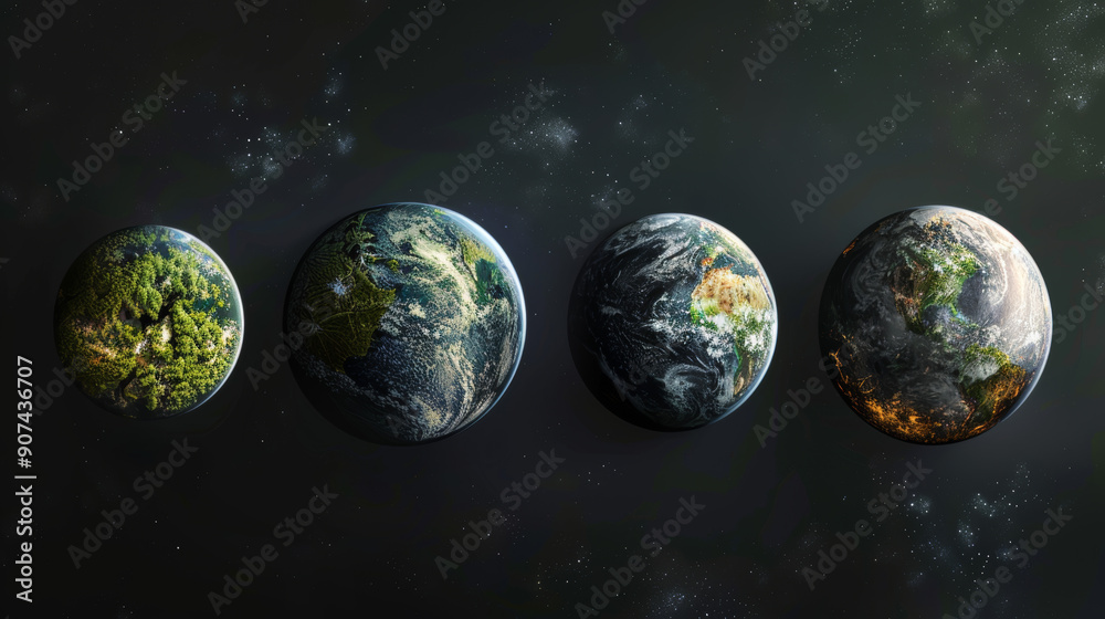 Terraforming: Illustration of planetary transformation, with processes ...