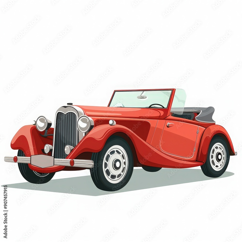 Classic red convertible car illustration with a vintage design, perfect ...