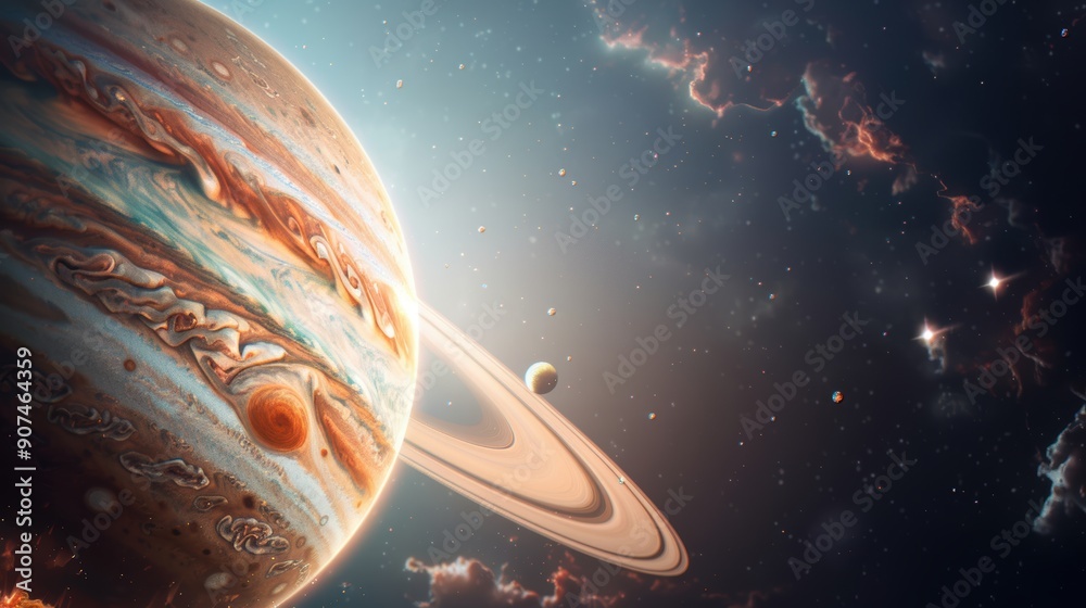 An imaginative depiction of a gas giant planet, showcasing its ...