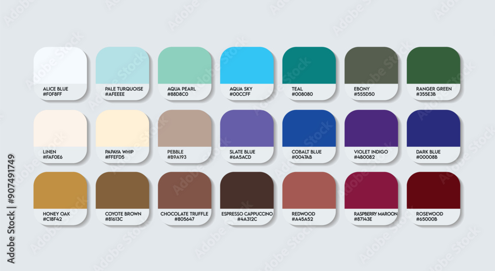 Blue and Brown Color Palette, Blue and Brown Color Guide Palette with ...
