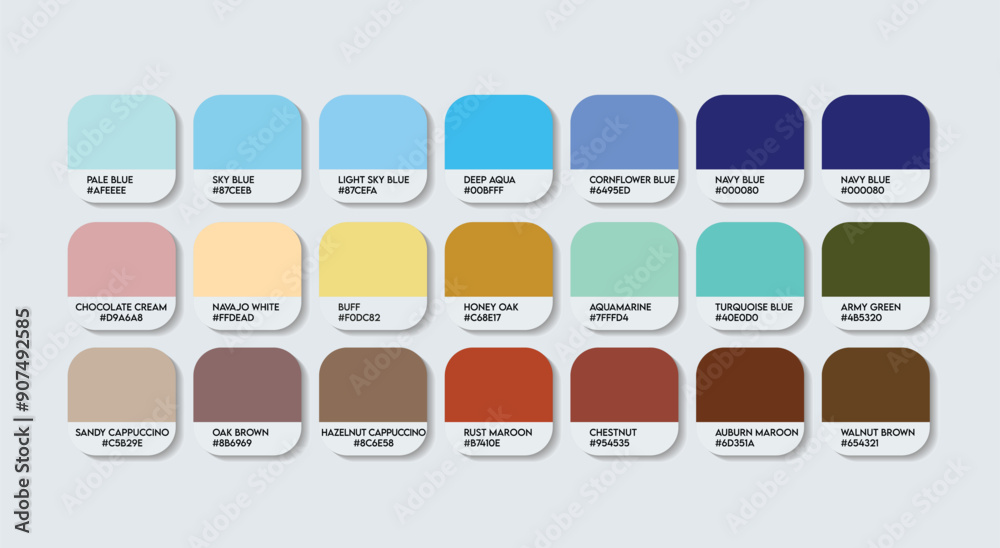 Blue and Brown Color Palette, Blue and Brown Color Guide Palette with ...