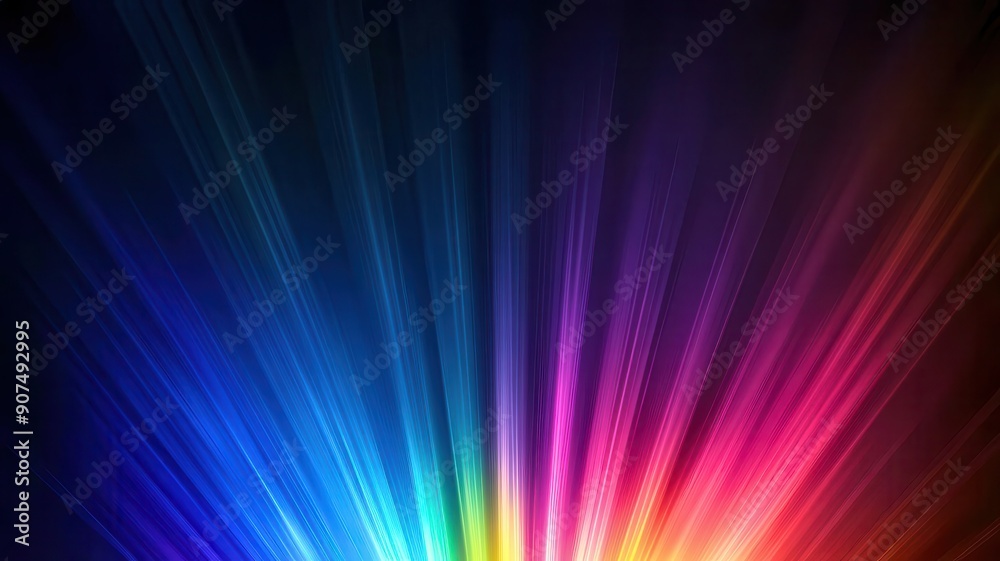 Vibrant rays of color radiate from a dark background, creating a ...